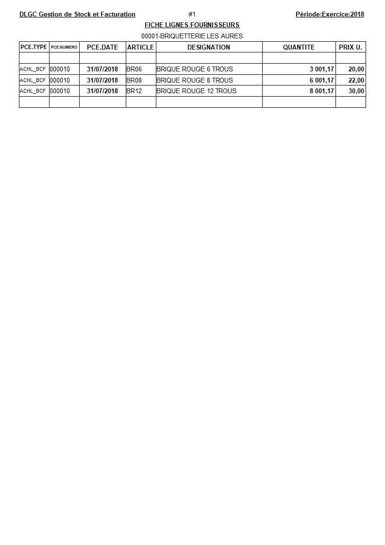 FICHE DE STOCK ARTICLE