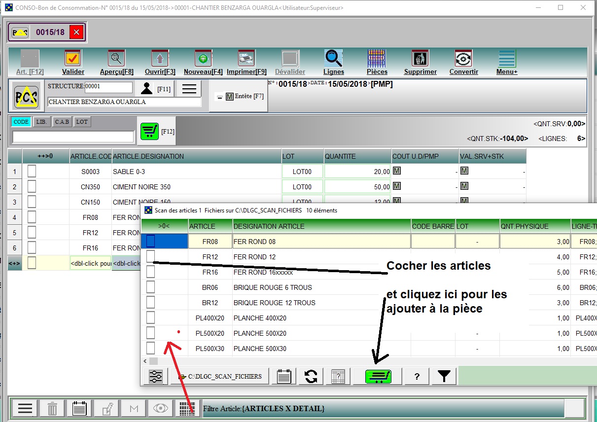 Inventaire par utilisation des lectures code à barres
